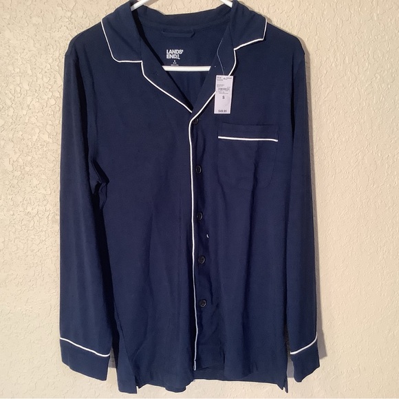 Lands' End | Shirts | Nwt Lands End Mens Pajama Navy Button Down Shirt ...